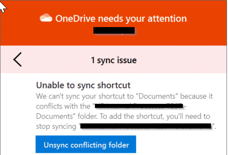 FIX: We can't sync this folder or Unable to sync shortcut OneDrive